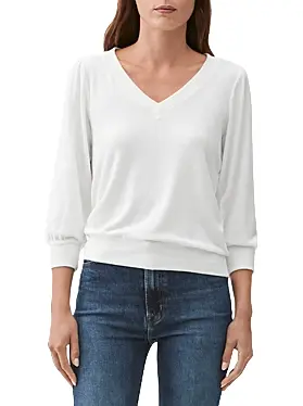 Michael Stars Gabriella V-Neck Top Chalk