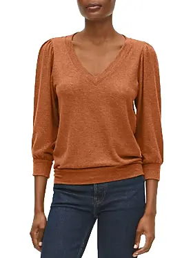 Michael Stars Gabriella V-Neck Top Heather Rustique
