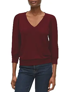 Michael Stars Gabriella V-Neck Top Plum
