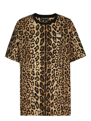 Dolce & Gabbana Leopard-print Jersey T-shirt - Multicolor