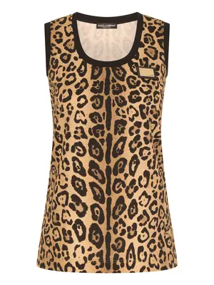 Dolce & Gabbana Leopard-print Jersey Tank Top - Multicolor