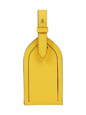 Smythson Smythson Leather Panama Luggage Tag Yellow