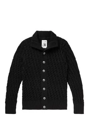 S.N.S. HERNING Stark Textured Virgin Wool Cardigan - Black