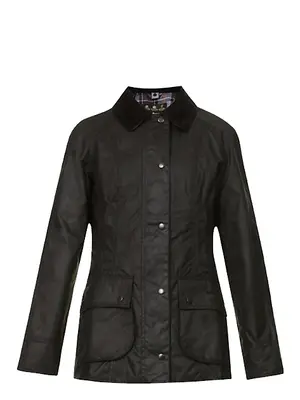 Barbour Beadnell Tartan-lined Waxed-cotton Jacket - Black