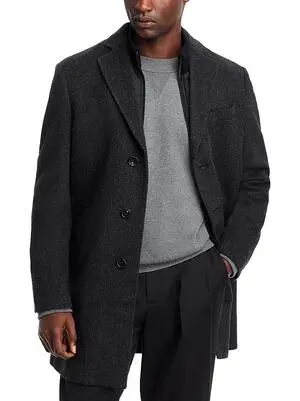 Cardinal Of Canada Wool-cashmere Topcoat With Bib - Charcoal Twill