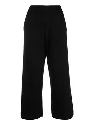 ALLUDE Cropped Wide-leg Wool Trousers - Black