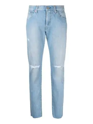 Junya Watanabe Distressed Skinny-cut Jeans - Blue