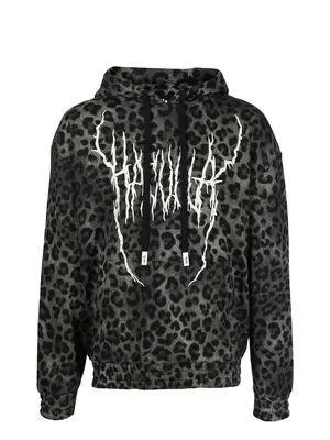 HACULLA. Leopard-print Logo Hoodie - Black