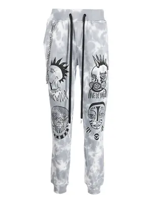 HACULLA. Tie Dye-print Drawstring Track Pants - Grey