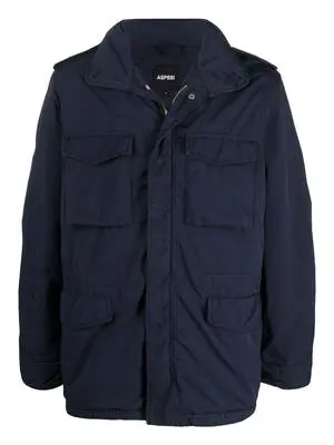 Aspesi Crinkled-finish Military Jacket - Blue