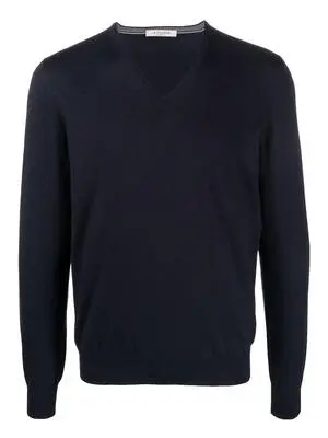 FILERIA Wool V-neck Jumper - Blue