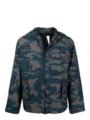PORTS V Camouflage-print Hooded Jacket - Blue