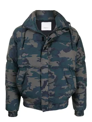 PORTS V Heart Earth Camouflage Padded Jacket - Blue