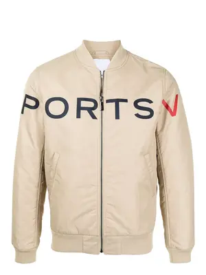 PORTS V Logo-print Bomber Jacket - Neutrals