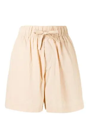 TEKLA Poplin Drawstring Pajama Shorts - Neutrals