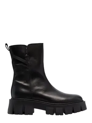 Premiata Leather Shearling Boots - Black