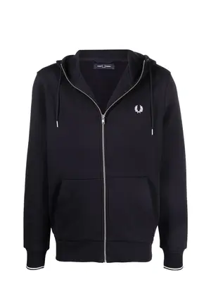 Fred Perry Logo-embroidered Hoodie - Blue