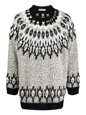 Valentino Garavani Intarsia-pattern Jumper - White
