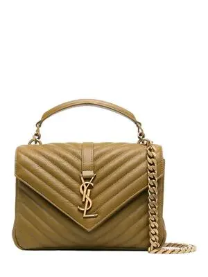 Saint Laurent Quilted Logo-plaque Tote - Green