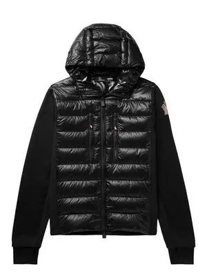 Moncler Quilted Shell And Knitted Hooded Down Ski Jacket - Black