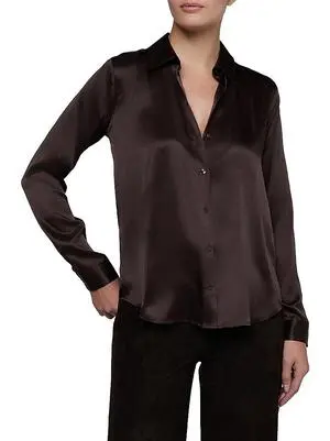 L'Agence L'AGENCE Tyler Silk Blouse Dark Java