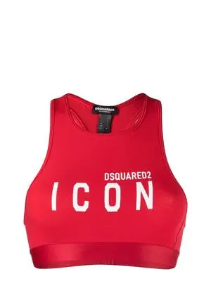 Dsquared2 Logo-print Cotton Bra - Red