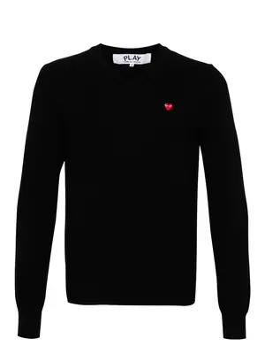 Play Comme Des Garcon Logo-patch Wool Jumper - Black