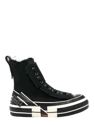 Y’s Frayed-trimmed High-top Sneakers - Black