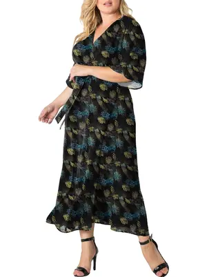 STANDARDS & PRACTICES Standards & Practices Short Sleeve Wrap Maxi Dress Black Sparkler