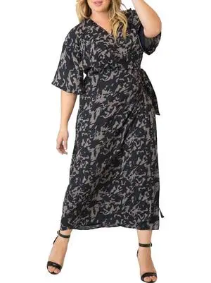 STANDARDS & PRACTICES Short Sleeve Wrap Maxi Dress - Midnight Camo