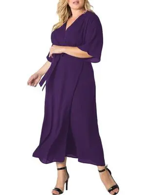 STANDARDS & PRACTICES Short Sleeve Wrap Maxi Dress - Purple Haze