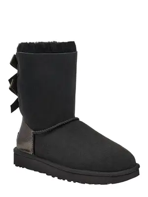 UGG UGG(r) Bailey Bow II Genuine Shearling Boots Black