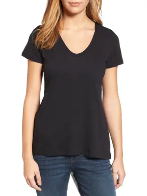 Caslon U-Neck T-Shirt Black