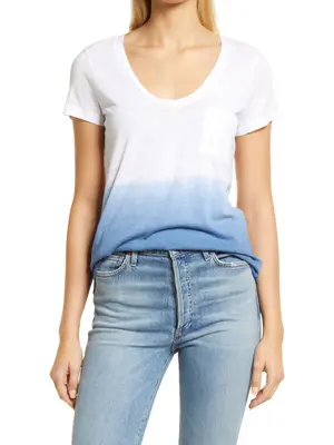Caslon U-Neck T-Shirt Blue Moonlight Ombre