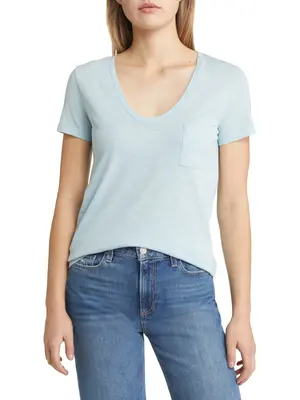 Caslon U-Neck T-Shirt Blue Sterling