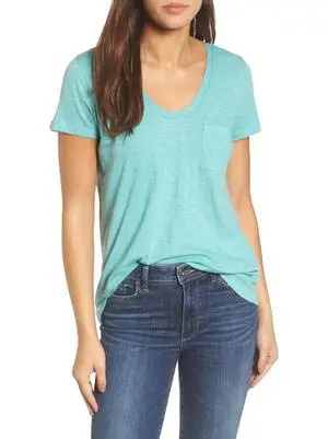 Caslon U-neck T-shirt - Green Agate