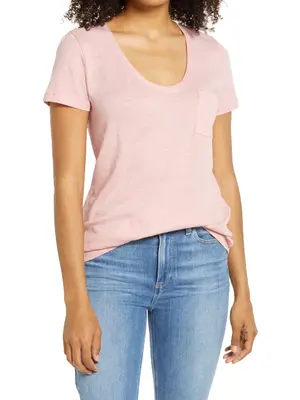 Caslon U-Neck T-Shirt Pink Bride