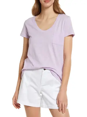 Caslon U-Neck T-Shirt Purple Bloom