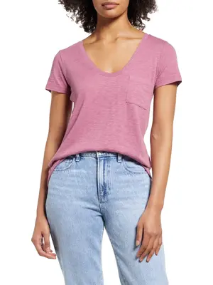 Caslon U-Neck T-Shirt Purple Mellow