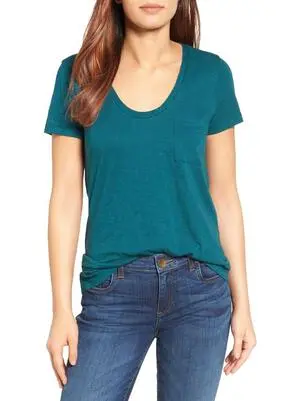 Caslon U-Neck T-Shirt Teal Deep