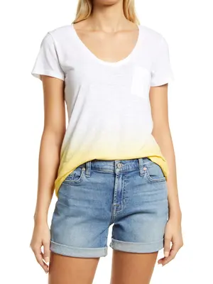 Caslon U-Neck T-Shirt Yellow Citron Ombre