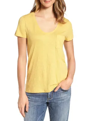 Caslon U-Neck T-Shirt Yellow Ochre