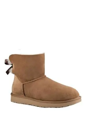 UGG Mini Bailey Bow Ii Shearling Bootie - Chestnut Suede