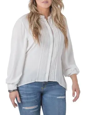 STANDARDS & PRACTICES Trisha Pintucked Chiffon Blouse - White