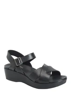 Kork-Ease® Myrna 2.0 Wedge Sandals - Black Leather