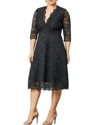 KIYONNA Mademoiselle Lace A-line Dress - Onyx