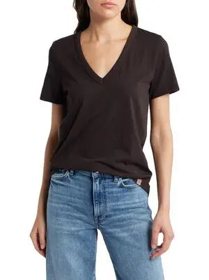 Rag & Bone Rag & Bone The Vee Slub Cotton T-shirt Dark Brown