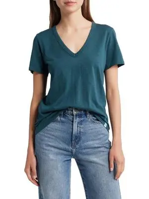 Rag & Bone Rag & Bone The Vee Slub Cotton T-shirt Dark Teal