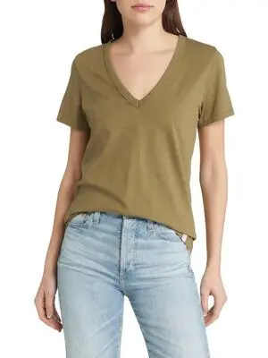 Rag & Bone Rag & Bone The Vee Slub Cotton T-shirt Military Olive