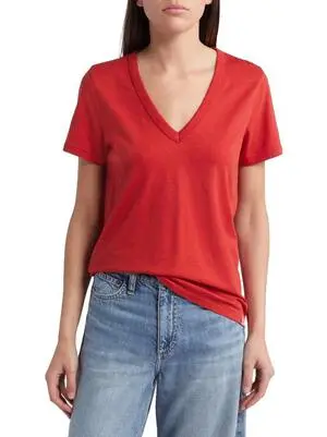 Rag & Bone Rag & Bone The Vee Slub Cotton T-shirt Red